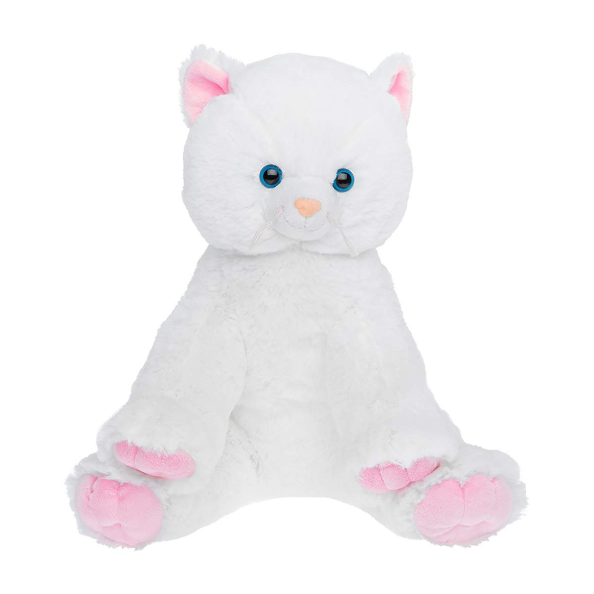 Cuddly Soft 16 Inch Stuffed Happy White Cat - we Stuff 'Em...You Love 'Em