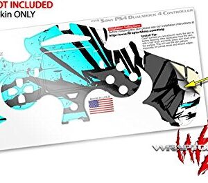 WraptorSkinz Vinyl Decal Skin Compatible with Sony PS4 Controller PlayStation 4 Original Slim and Pro Baja 0040 Neon Teal (Controller NOT Included)