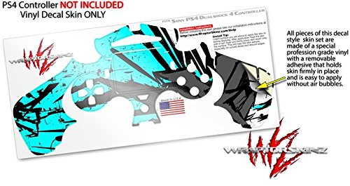 WraptorSkinz Vinyl Decal Skin Compatible with Sony PS4 Controller PlayStation 4 Original Slim and Pro Baja 0040 Neon Teal (Controller NOT Included)