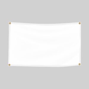 bannerbuzz blank vinyl plain banner, 11 oz waterproof lightweight foldable diy pvc flex, schools home office store advertising indoor outdoor use, hemmed edges with grommets (8'w x 4'h, white)