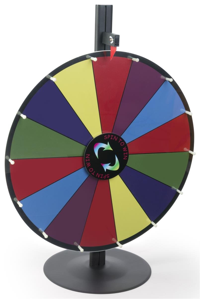 Displays2go Spinning Prize Wheel for Countertop, Plastic, Acrylic, PVC, Iron – Black (PWTABTOP24)