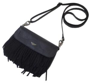 jentou women's kristin full-grain leather fringe crossbody purse jen89287-black