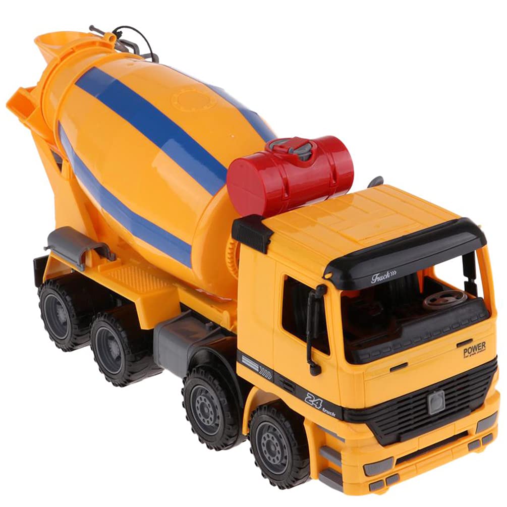 Liberty Imports 14" Oversized Cement Mixer Truck Toy - 1:22 Scale Friction Powered Construction Vehicle for Kids, Realistic Rotating Drum, Durable Big Truck for Pretend Play, Sandbox, and Outdoor Fun