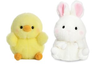 aurora bundle of 2 5" beanbag stuffed animals: chickadee chick and bunbun bunny