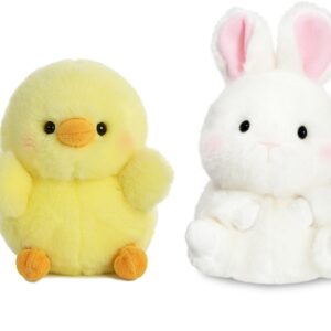 Aurora Bundle of 2 5" Beanbag Stuffed Animals: Chickadee Chick and Bunbun Bunny