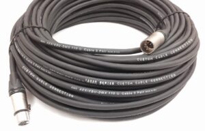 125 foot 5-pin xlr 24 awg (gauge) dmx512 data cable male to female for stage lighting, led uplights, dj lights and dmx512 controller- made by custom cable connection