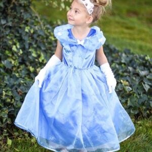 Little Adventures Deluxe Cinderella Butterfly Princess Dress Up Costume for Girls (Large Age 5-7) - Machine Washable Child Pretend Play and Party Dress with No Glitter