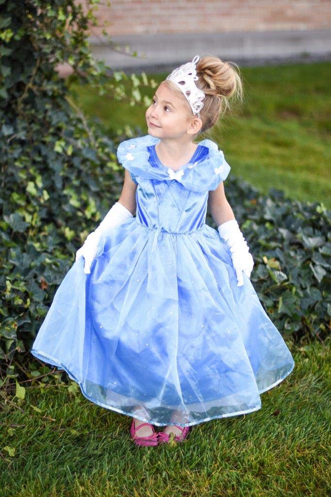 Little Adventures Deluxe Cinderella Butterfly Princess Dress Up Costume for Girls (Large Age 5-7) - Machine Washable Child Pretend Play and Party Dress with No Glitter