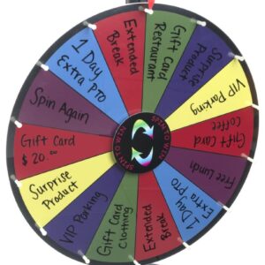 Displays2go Spinning Prize Wheel for Countertop, Plastic, Acrylic, PVC, Iron – Black (PWTABTOP24)