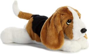 aurora® adorable flopsie™ basset hound stuffed animal - playful ease - timeless companions - brown 12 inches