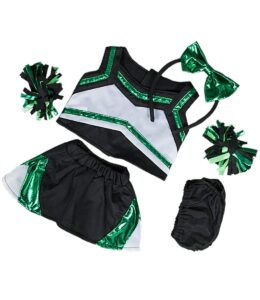 metallic green & black cheerleader teddy bear clothes fits most 14"-18" build-a-bear and make your own stuffed animal