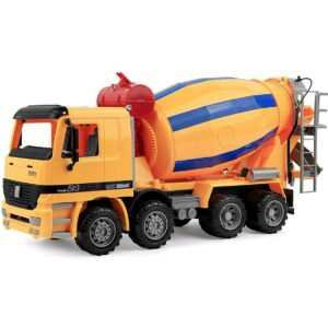 liberty imports 14" oversized cement mixer truck toy - 1:22 scale friction powered construction vehicle for kids, realistic rotating drum, durable big truck for pretend play, sandbox, and outdoor fun