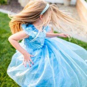 Little Adventures Deluxe Cinderella Butterfly Princess Dress Up Costume for Girls (Large Age 5-7) - Machine Washable Child Pretend Play and Party Dress with No Glitter