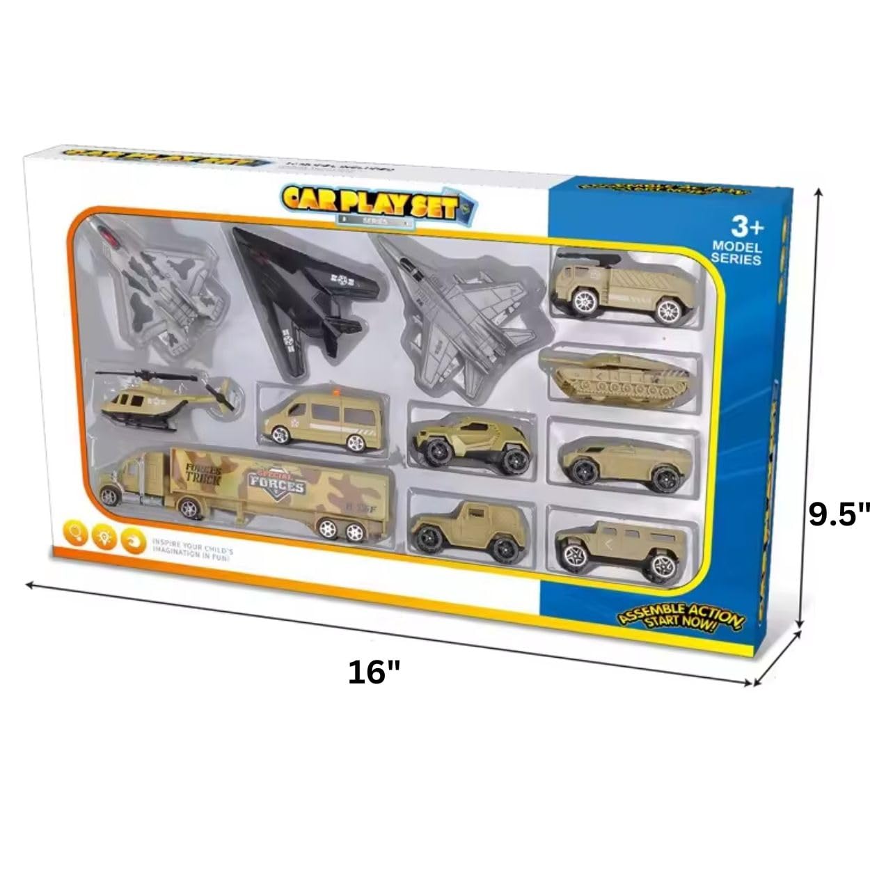 12 PCS Military Plastic Army Men Vehicles Toy Playset - Includes Stealth Bomber, Tanks, Helicopter, Fighter Jets and More for Kids, Boys