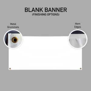 BannerBuzz Blank Vinyl Plain Banner, 11 Oz Waterproof Lightweight Foldable DIY PVC Flex, Schools Home Office Store Advertising Indoor Outdoor Use, Hemmed Edges with Grommets (8'W X 4'H, White)