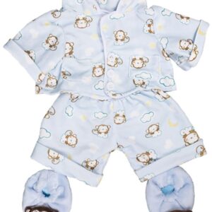 Blue Monkey Pajamas w/Slippers Teddy Bear Clothes Fits Most 8"-10" Build-A-Bear Buddies & Make Your Own Stuffed Animals