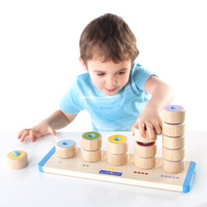 Guidecraft Count and Stack Poppers - Rubberwood Cylinders Counting and Matching Skills