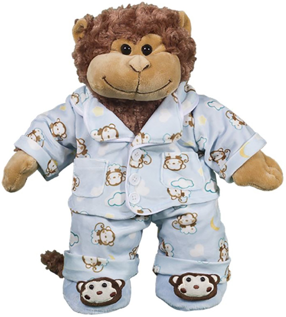 Blue Monkey Pajamas w/Slippers Teddy Bear Clothes Fits Most 8"-10" Build-A-Bear Buddies & Make Your Own Stuffed Animals