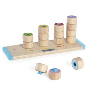 Guidecraft Count and Stack Poppers - Rubberwood Cylinders Counting and Matching Skills