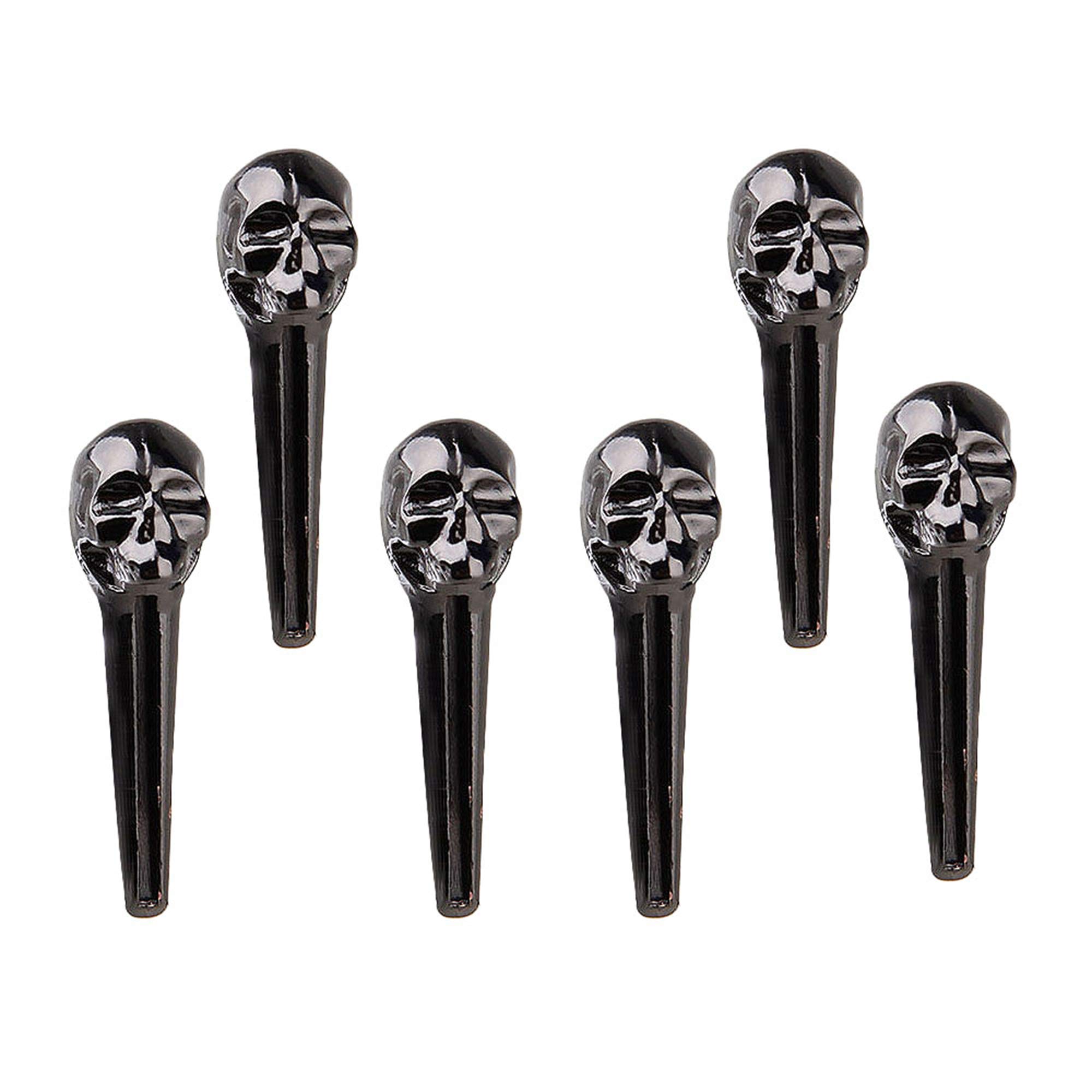 Yibuy Black Bridge End Pins Suitable for Acoustic Guitar Metal 35mm x 8m Pack of 6