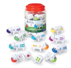 learning resources snap-n-learn counting cows toy set,develops color recognition, counting & sorting set, farm animals, 20 pieces, ages 18+ months