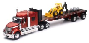 new ray new 1:32 newray truck & trailer collection - international lone star hauler with forklift and hay bales truck diecast model toys