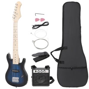 smartxchoices 30 inch electric guitar, starter kit for kids with amplifier,picks, gig bag, shoulder strap, cable & accessory kit,solid wood body, blue