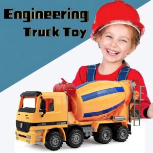 Liberty Imports 14" Oversized Cement Mixer Truck Toy - 1:22 Scale Friction Powered Construction Vehicle for Kids, Realistic Rotating Drum, Durable Big Truck for Pretend Play, Sandbox, and Outdoor Fun