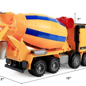 Liberty Imports 14" Oversized Cement Mixer Truck Toy - 1:22 Scale Friction Powered Construction Vehicle for Kids, Realistic Rotating Drum, Durable Big Truck for Pretend Play, Sandbox, and Outdoor Fun