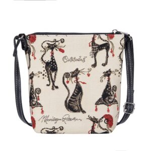 signare tapestry small crossbody bag sling bag for women with marilyn robertson catitude design (sling-cude)