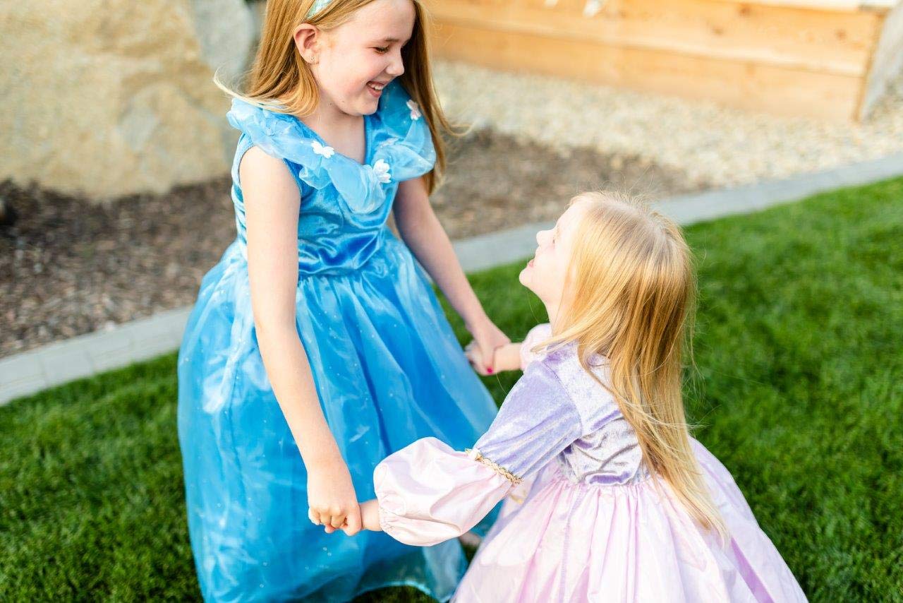 Little Adventures Deluxe Cinderella Butterfly Princess Dress Up Costume for Girls (Large Age 5-7) - Machine Washable Child Pretend Play and Party Dress with No Glitter