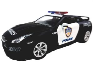 kinsmart 2009 nissan gt-r r35 police edition 5" 1:36 scale die cast metal model toy car w/pullback action