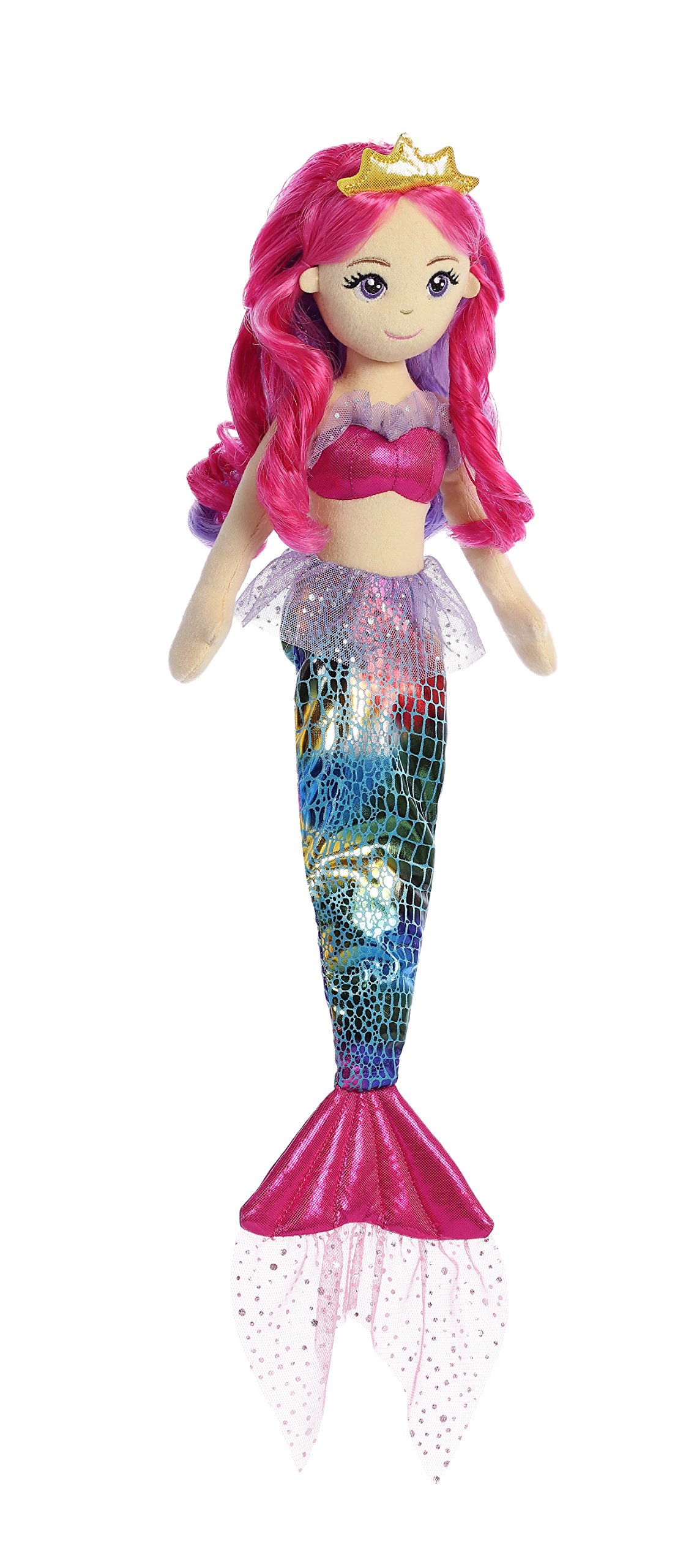 Aurora® Enchanting Sea Sparkles™ Rainbow Fuchsia™ Stuffed Doll - Imaginative Play - Magical Companions - 18 Inches