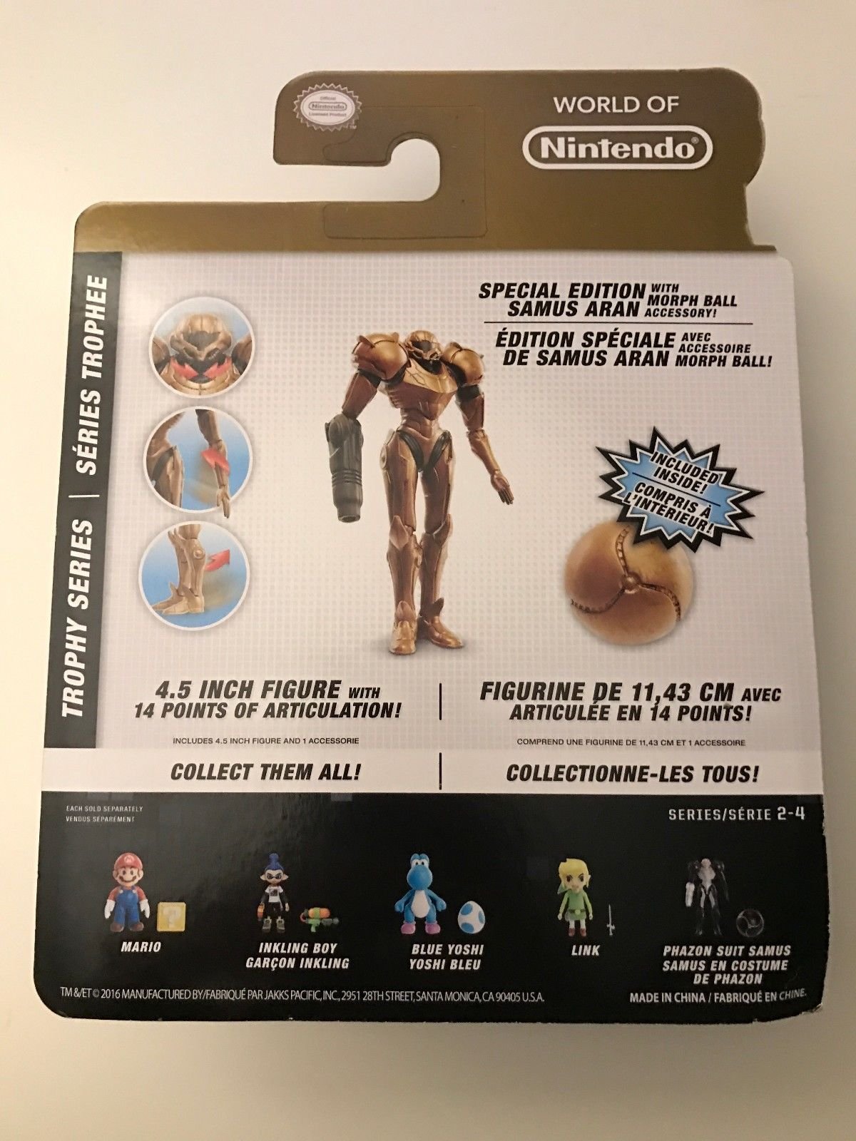 World of Nintendo, Series 2-4, Metroid Samus (Trophy Series) Action Figure, 4 Inches