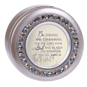 cottage garden be strong and courageous brushed pewter jewelry music box plays amazing grace