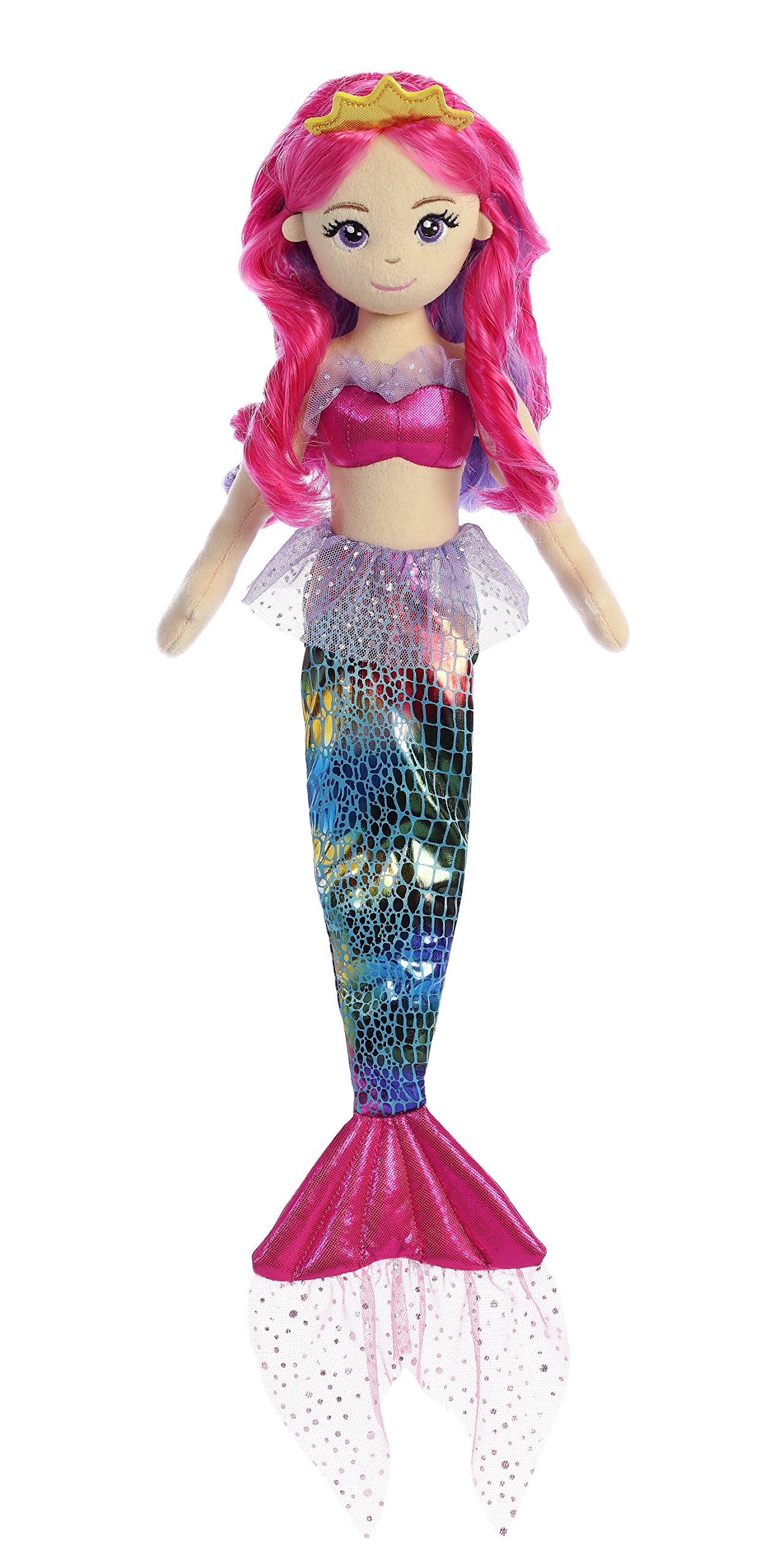 Aurora® Enchanting Sea Sparkles™ Rainbow Fuchsia™ Stuffed Doll - Imaginative Play - Magical Companions - 18 Inches