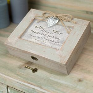 Cottage Garden Lord Bless and Keep You Natural Taupe Jewelry Music Box Plays How Great Thou Art