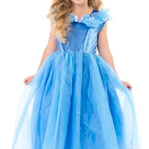 Little Adventures Deluxe Cinderella Butterfly Princess Dress Up Costume for Girls (Large Age 5-7) - Machine Washable Child Pretend Play and Party Dress with No Glitter