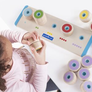 Guidecraft Count and Stack Poppers - Rubberwood Cylinders Counting and Matching Skills