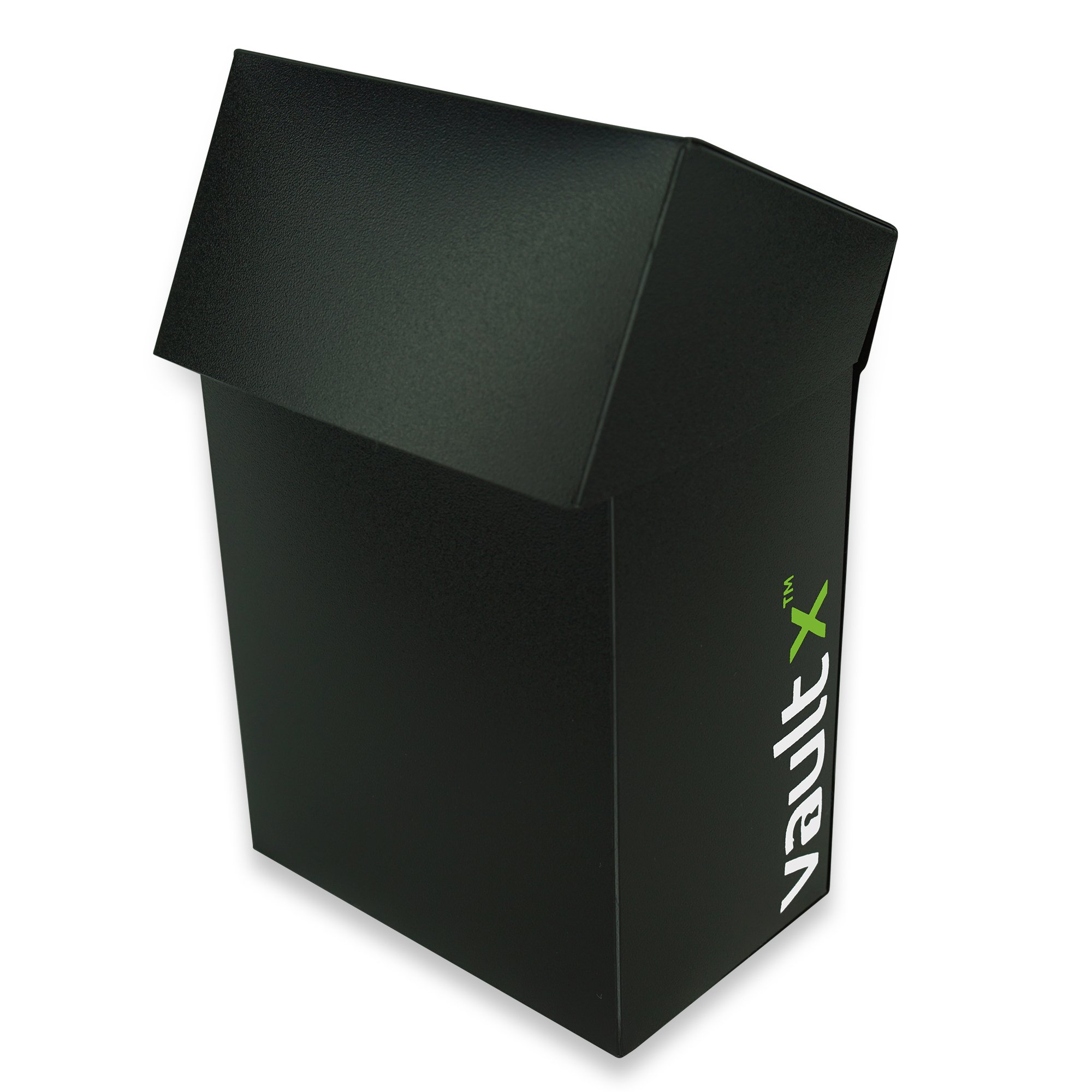 Vault X Deck Box and 100 Black Card Sleeves - Medium Size for 70-80 Sleeved Cards - PVC Free Card Holder for TCG (Medium + 100)