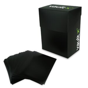 vault x deck box and 100 black card sleeves - medium size for 70-80 sleeved cards - pvc free card holder for tcg (medium + 100)