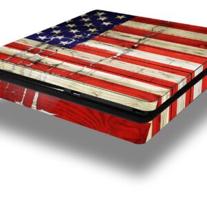 Vinyl Decal Skin Wrap compatible with Sony PlayStation 4 Slim Console Painted Faded and Cracked USA American Flag (PS4 NOT INCLUDED)