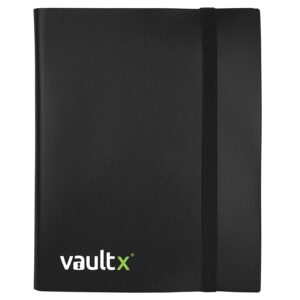 vault x binder - 9 pocket trading card album folder - 360 side loading pocket binder for tcg (black)