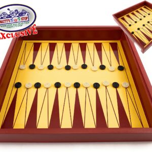 Matty's Toy Stop Exclusive Deluxe 10-in-1 Chess, Checkers, Tic Tac Toe, Backgammon, Mill, Roll Em, Insanity, Chinese Checkers, Mancala & Pick-Up Sticks Wooden Cabinet Game Set