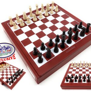 Matty's Toy Stop Exclusive Deluxe 10-in-1 Chess, Checkers, Tic Tac Toe, Backgammon, Mill, Roll Em, Insanity, Chinese Checkers, Mancala & Pick-Up Sticks Wooden Cabinet Game Set