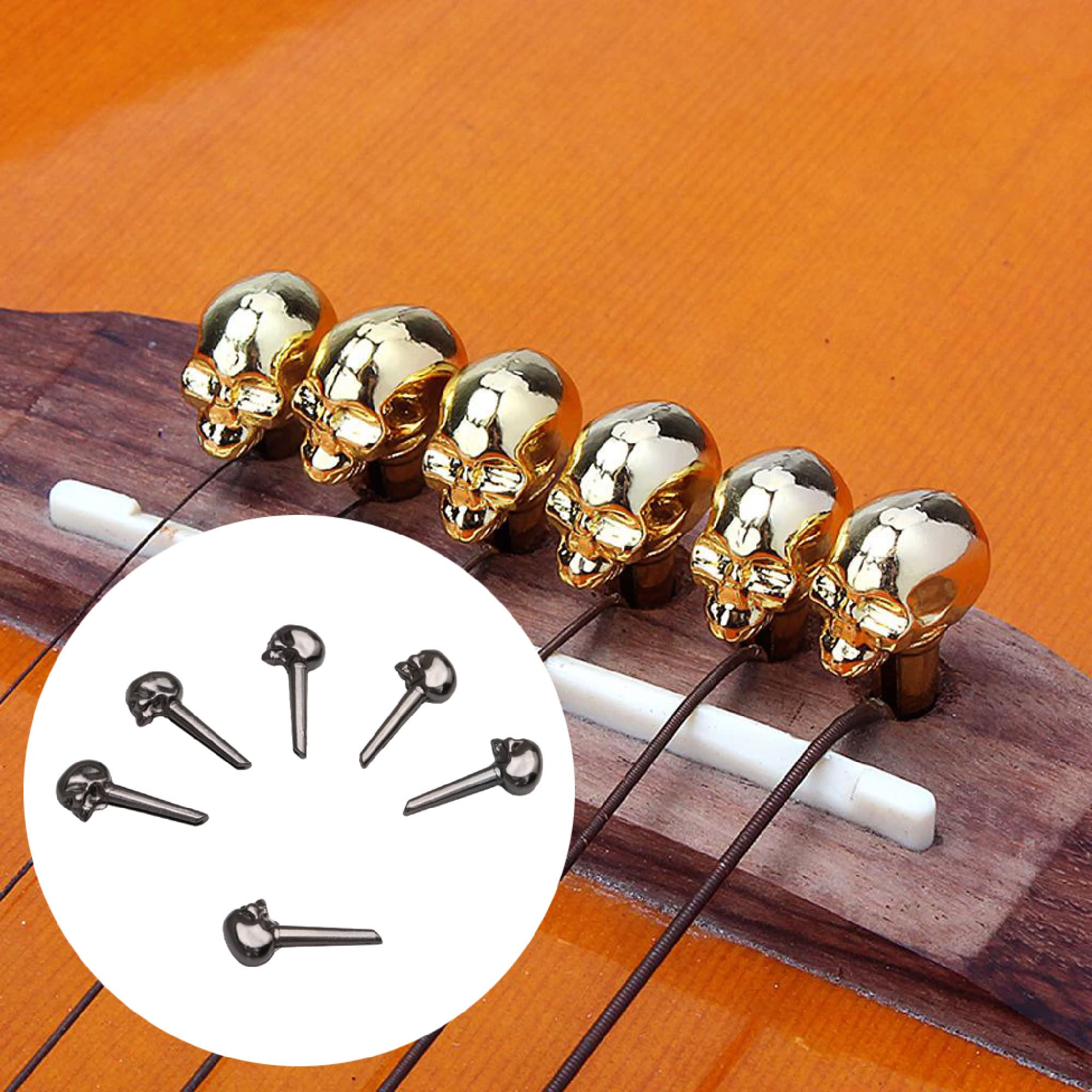 Yibuy Black Bridge End Pins Suitable for Acoustic Guitar Metal 35mm x 8m Pack of 6