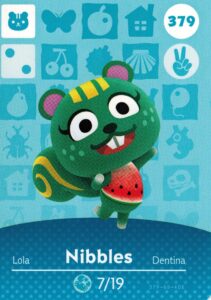 nintendo animal crossing happy home designer amiibo card nibbles 379/400 usa version