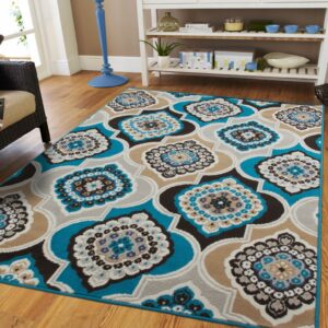 Century Home Goods Collection Panal and Diamonds Area Rug 5x8 Blue Rugs for Living Room Cheap 5x7 Gray Area Rugs on Clearance Under 50