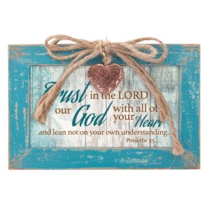 Cottage Garden Trust in Lord with All Heart Petite Locket Distressed Teal Music Box Plays How Great Thou Art