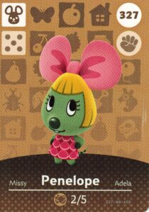 nintendo animal crossing happy home designer amiibo card penelope 327/400 usa version